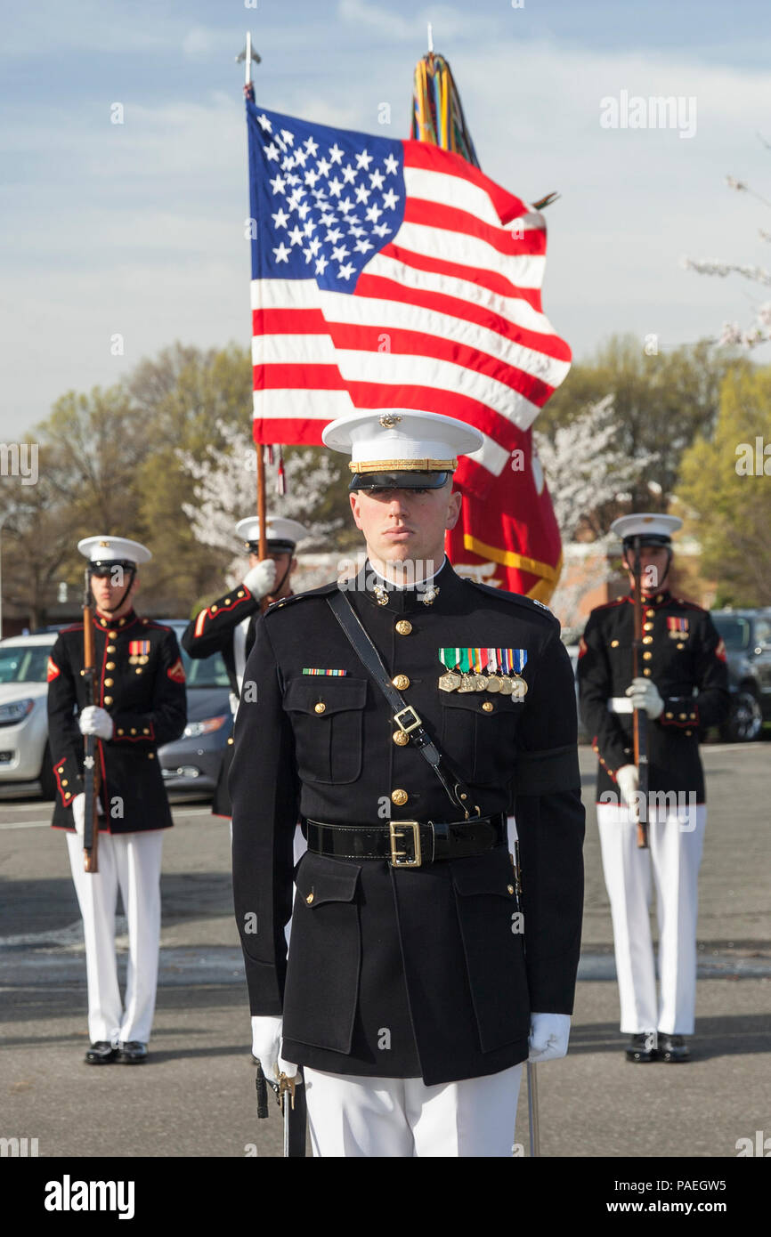 U.S. Marine Corps Capt. Andrew T. Burger, platoon commander, stands at ...