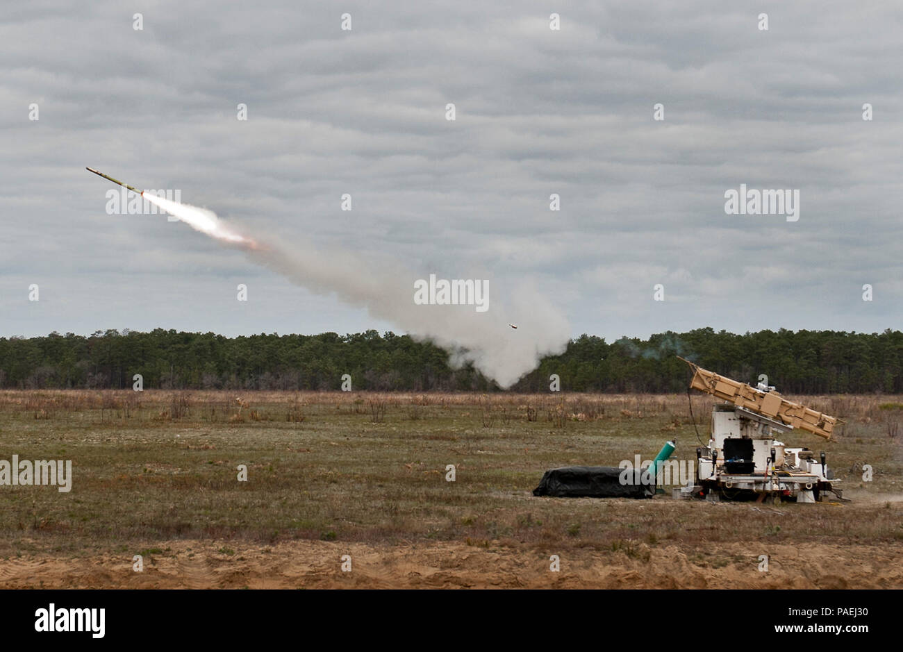 An FIM-92 Stinger missile is fired downrange from the Army’s new ...