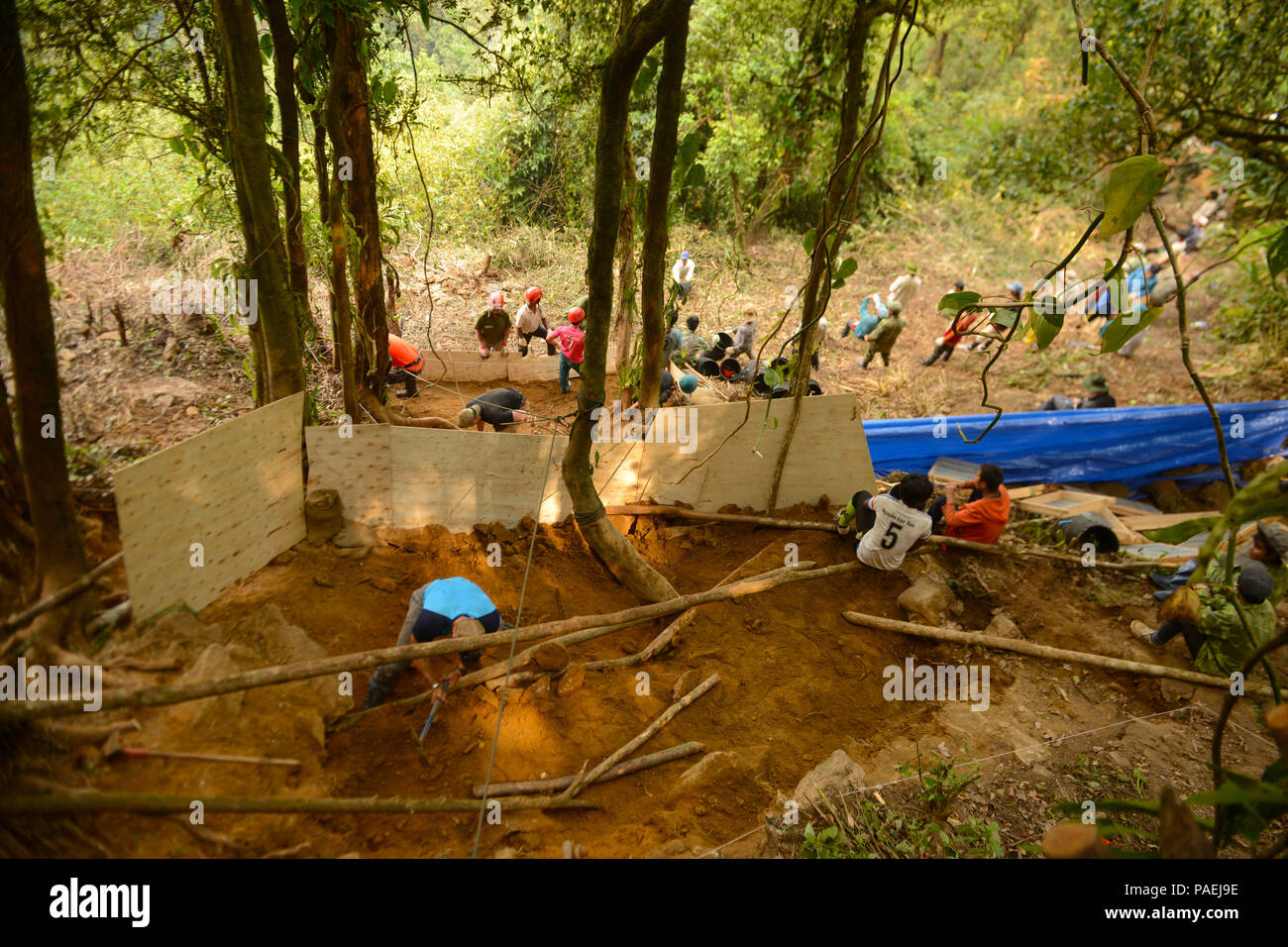 Members of the Defense POW/MIA Accounting Command (DPAA), excavate as ...