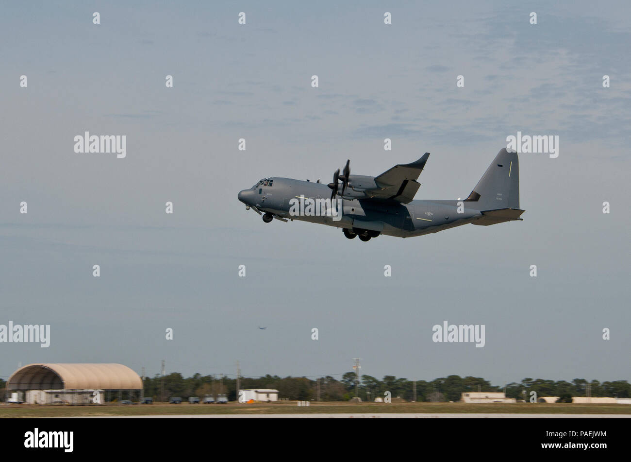 A modified MC-130J lifts off from Eglin Air Force Base, Fla., for a ...