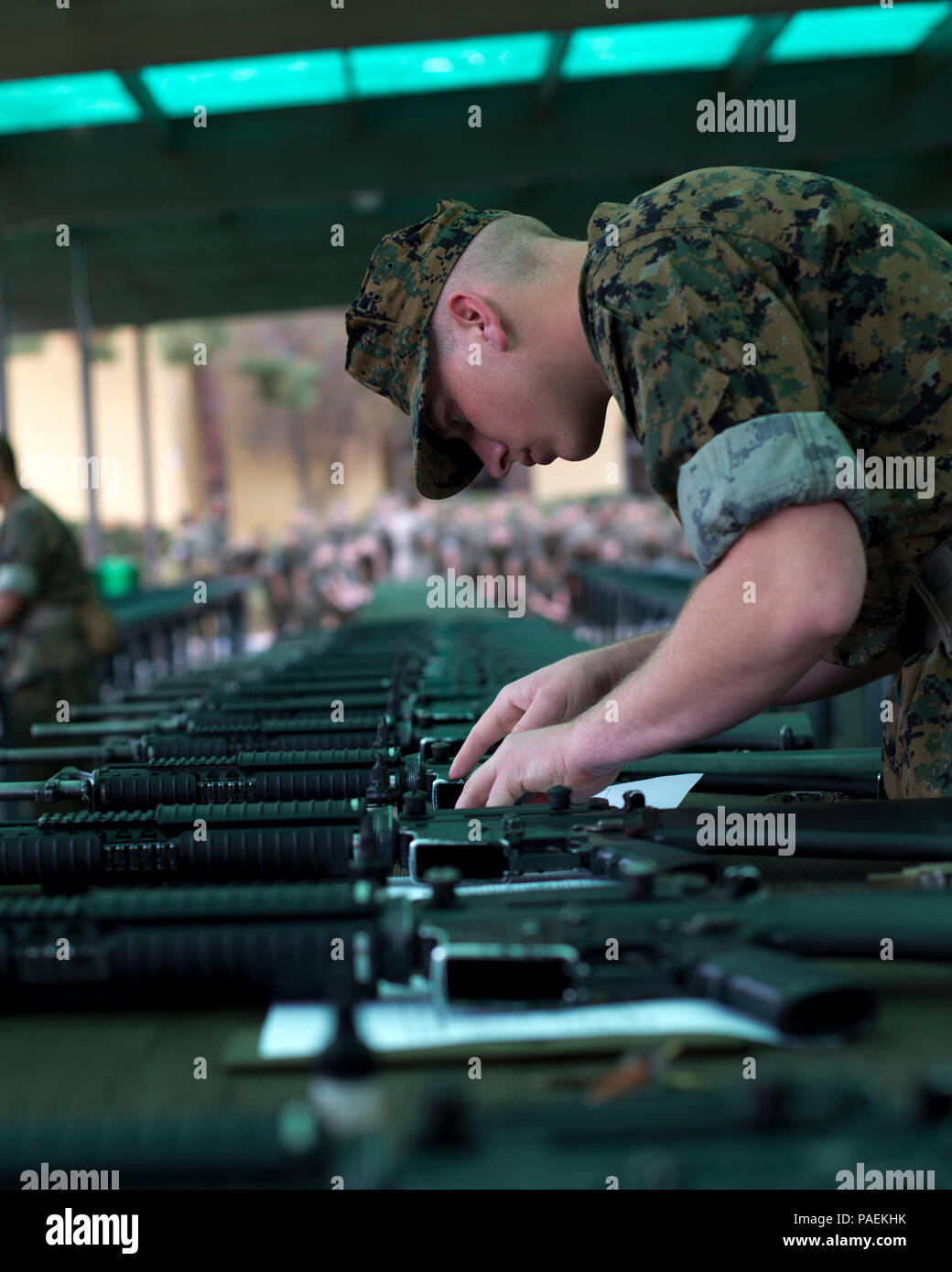 U.S. Marine Corps recruit with Company L, 3d Recruit Training Battalion ...