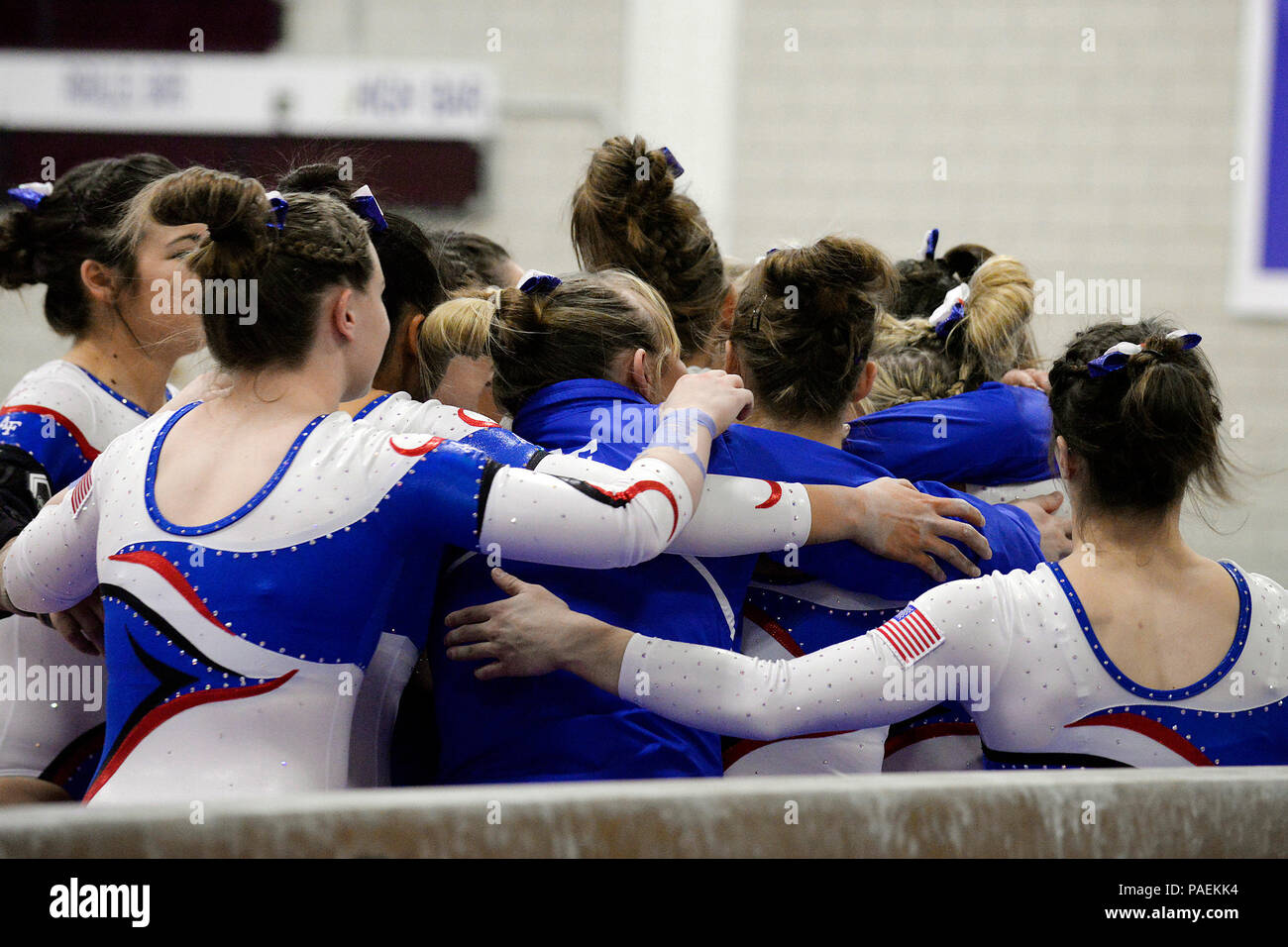 The U.S. Air Force Academy women's gymnastics team rally's before ...