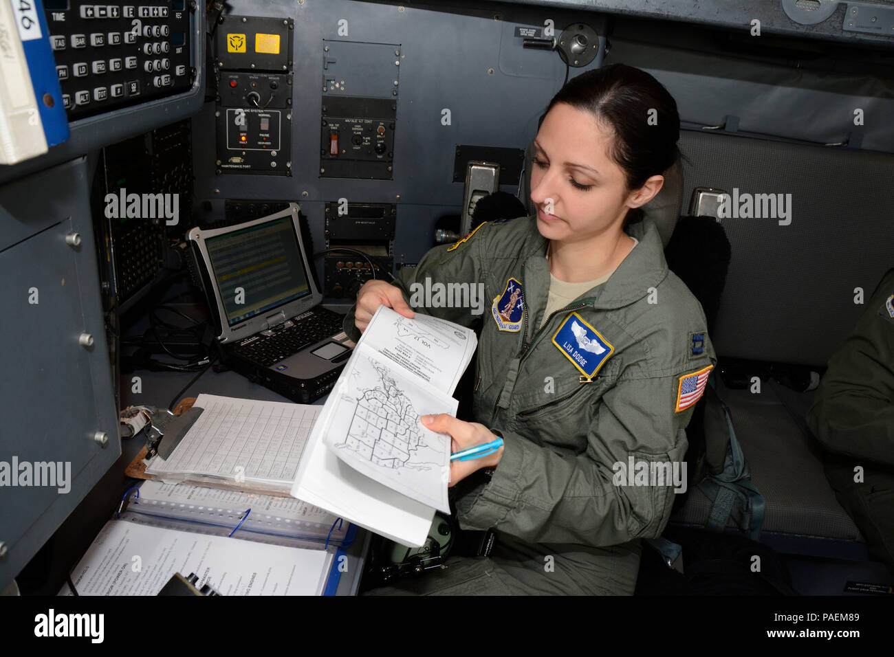 U.S. Air Force Capt. Lisa Dodge, navigator for the 156th Airlift ...