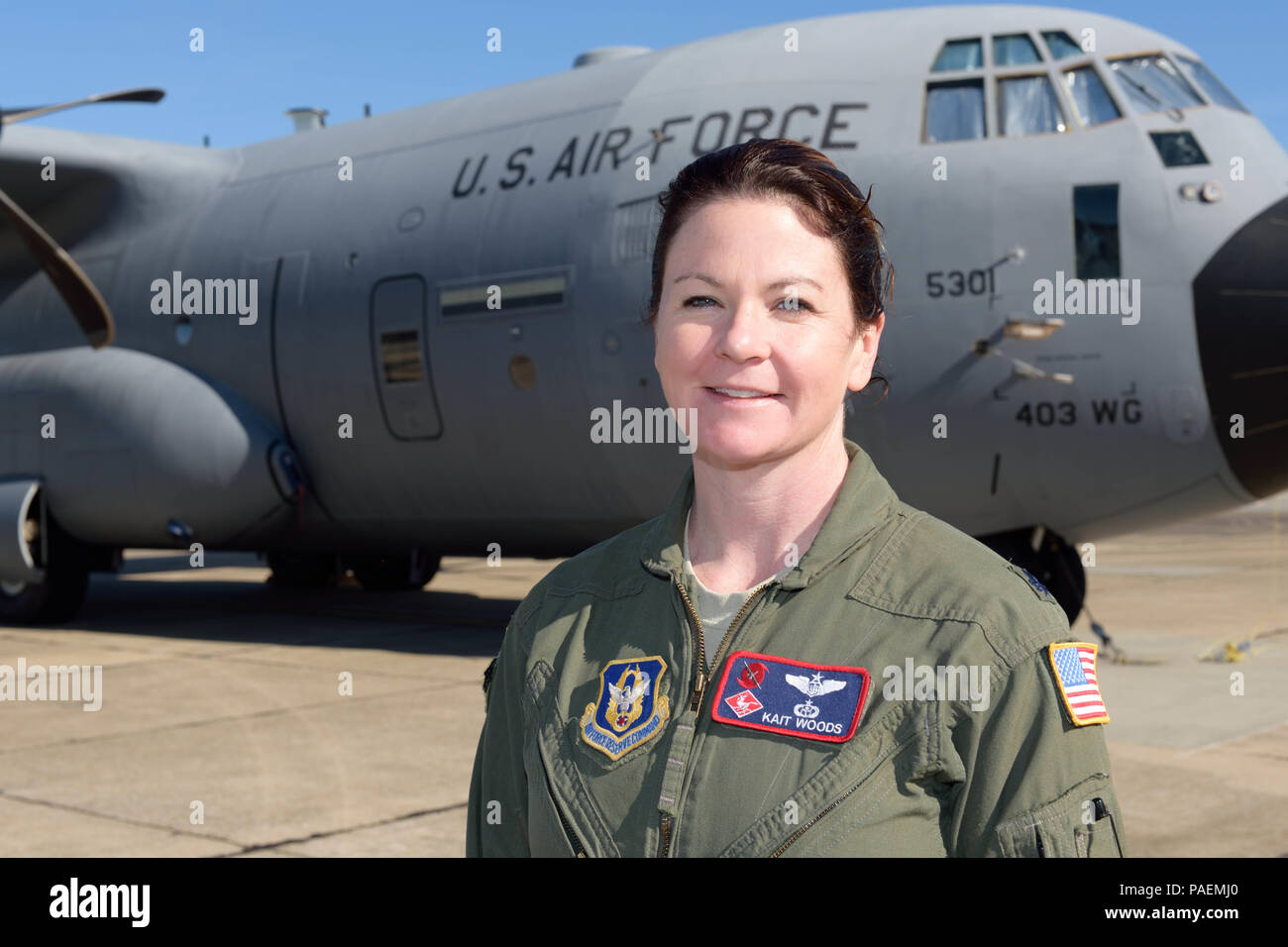 Lt. Col. Kaitlyn Woods, 53rd Weather Reconnaissance Squadron aerial ...