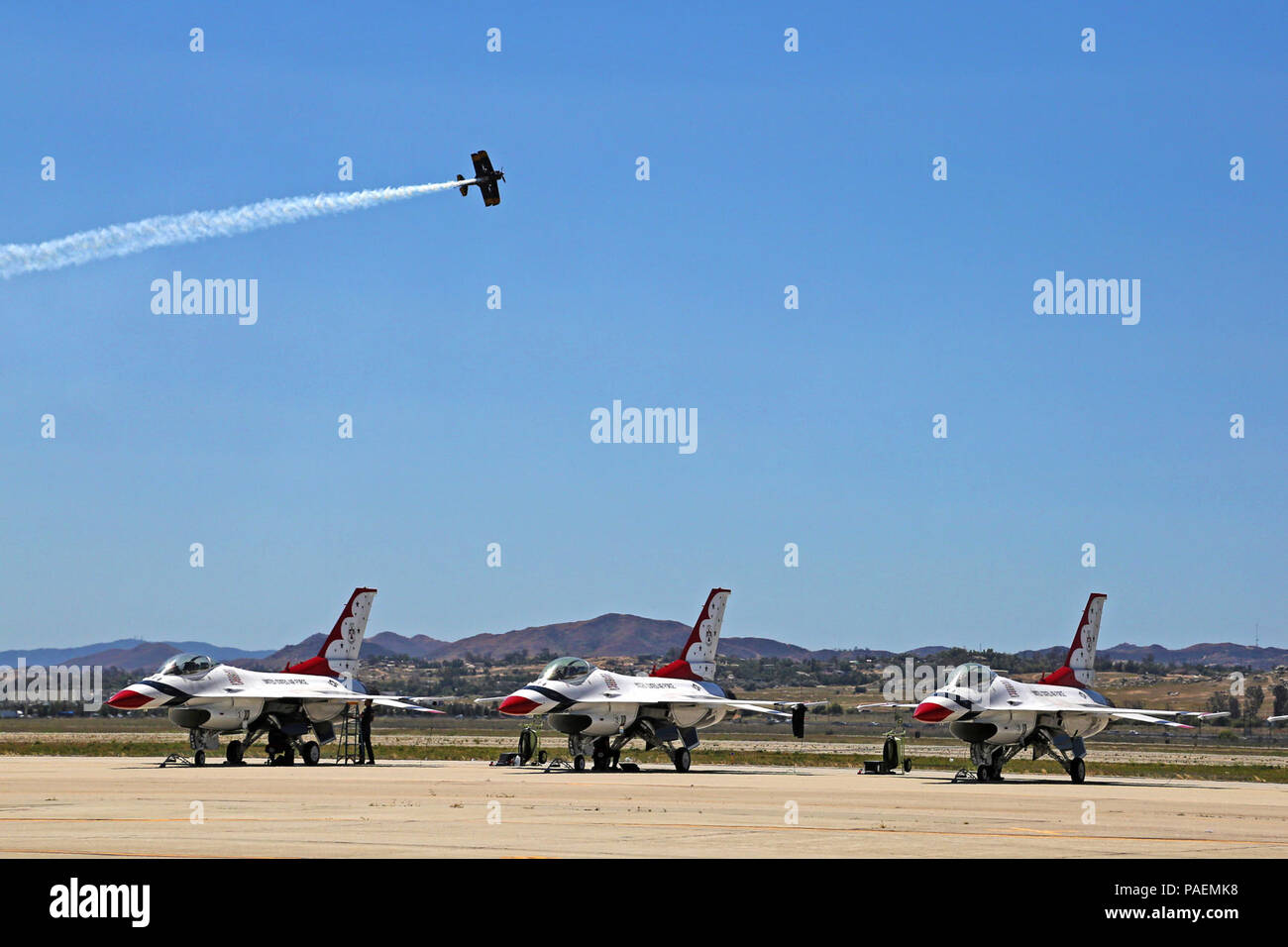 MARCH AIR RESERVE BASE (April 16, 2016) A Muscle Pitts Biplane performs ...