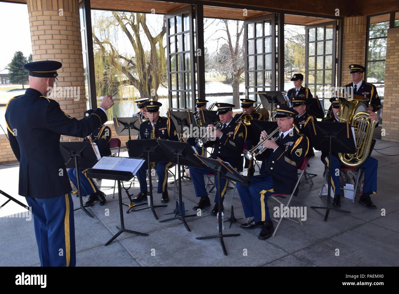 Soldiers from the Colorado National Guard 101st Army band provide ...