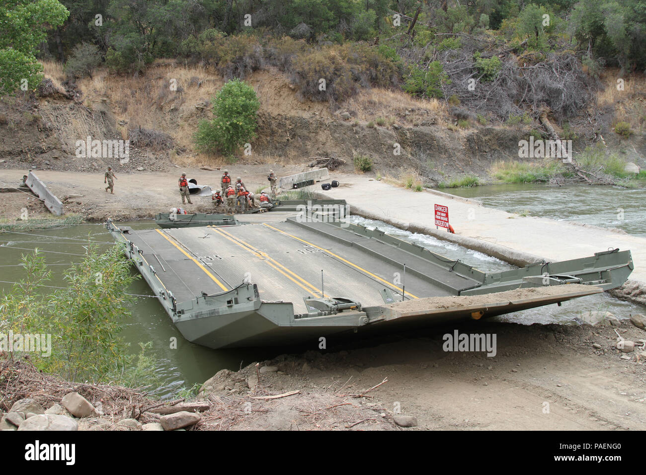 A 100-foot temporary floating bridge used to support Northern ...
