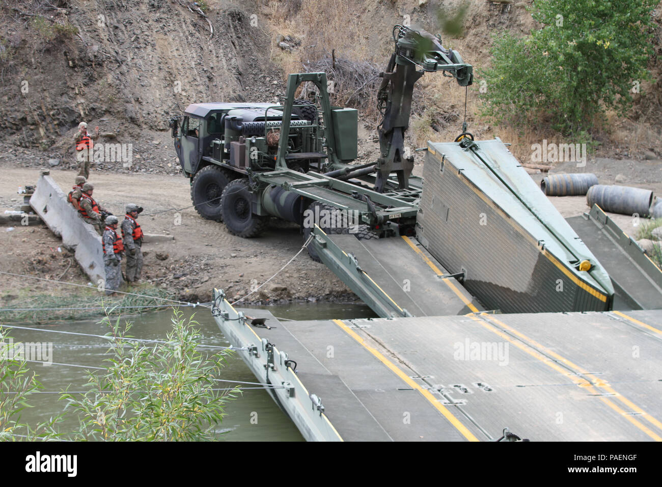 U.S. Army engineers from the 32nd Multirole Bridge Company, 579th ...