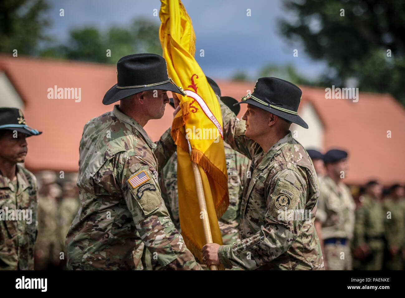 Col. Patrick Ellis (right), 2nd Cavalry Regiment commander, passes ...