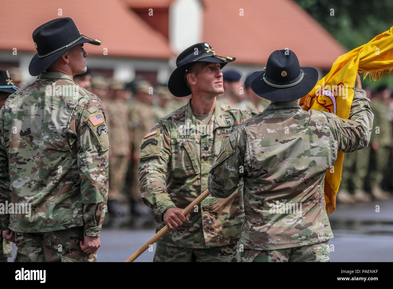 Lt. Col. Adam Lackey (middle), outgoing commander for Battle Group ...