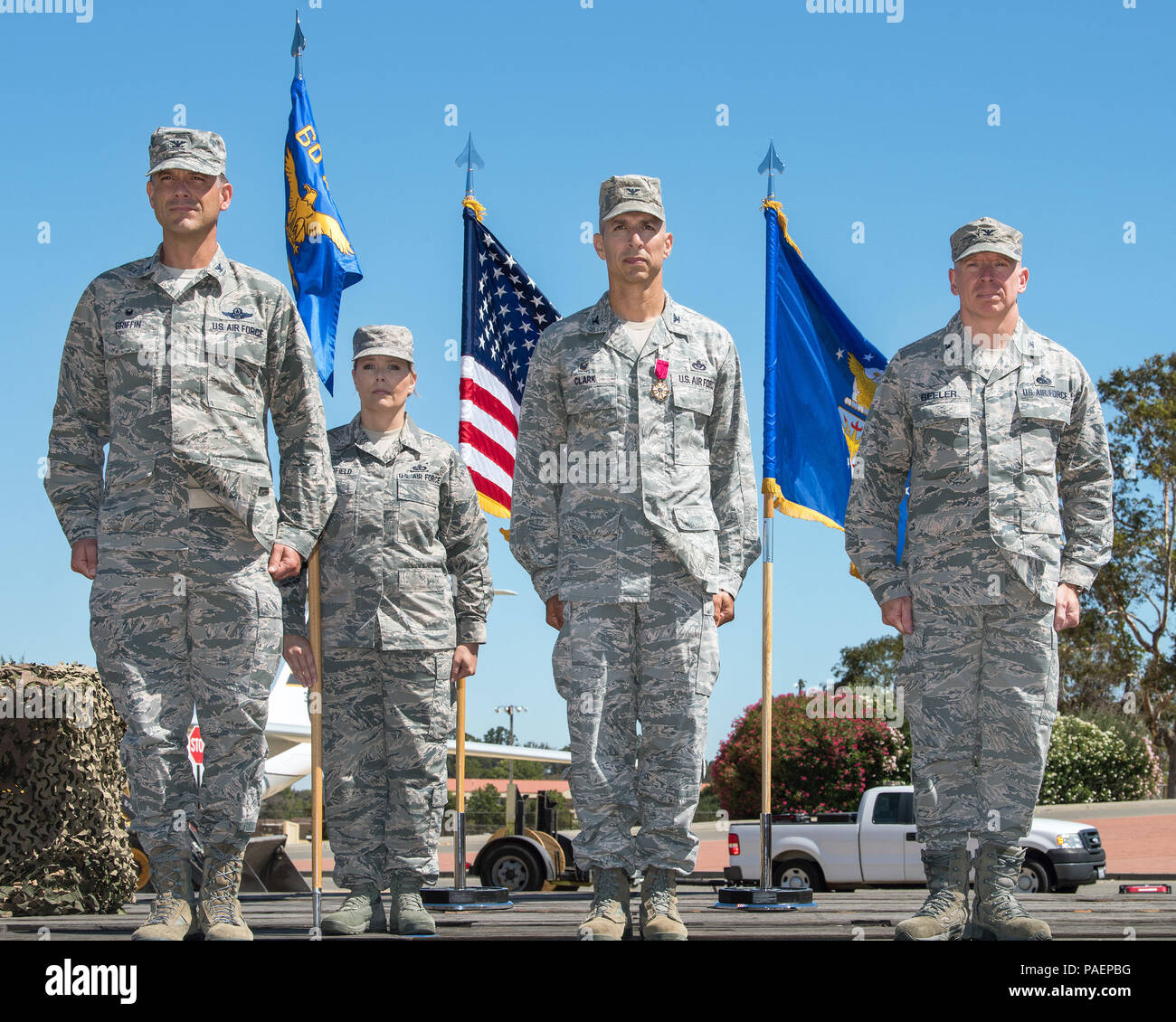 From left U.S. Air Force Col. Ethan Griffin, 60th Air Mobility Wing ...
