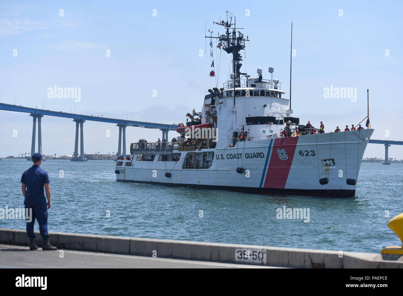 The Coast Guard Cutter Steadfast pulls into port in San Diego, July 16 ...
