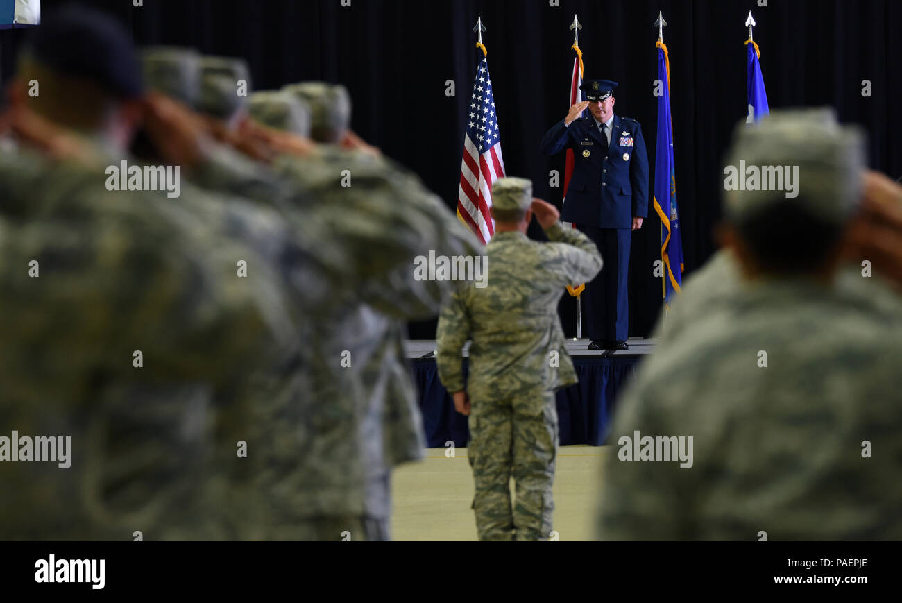 Col. William Marshall receives his first salute as the 48th Fighter ...