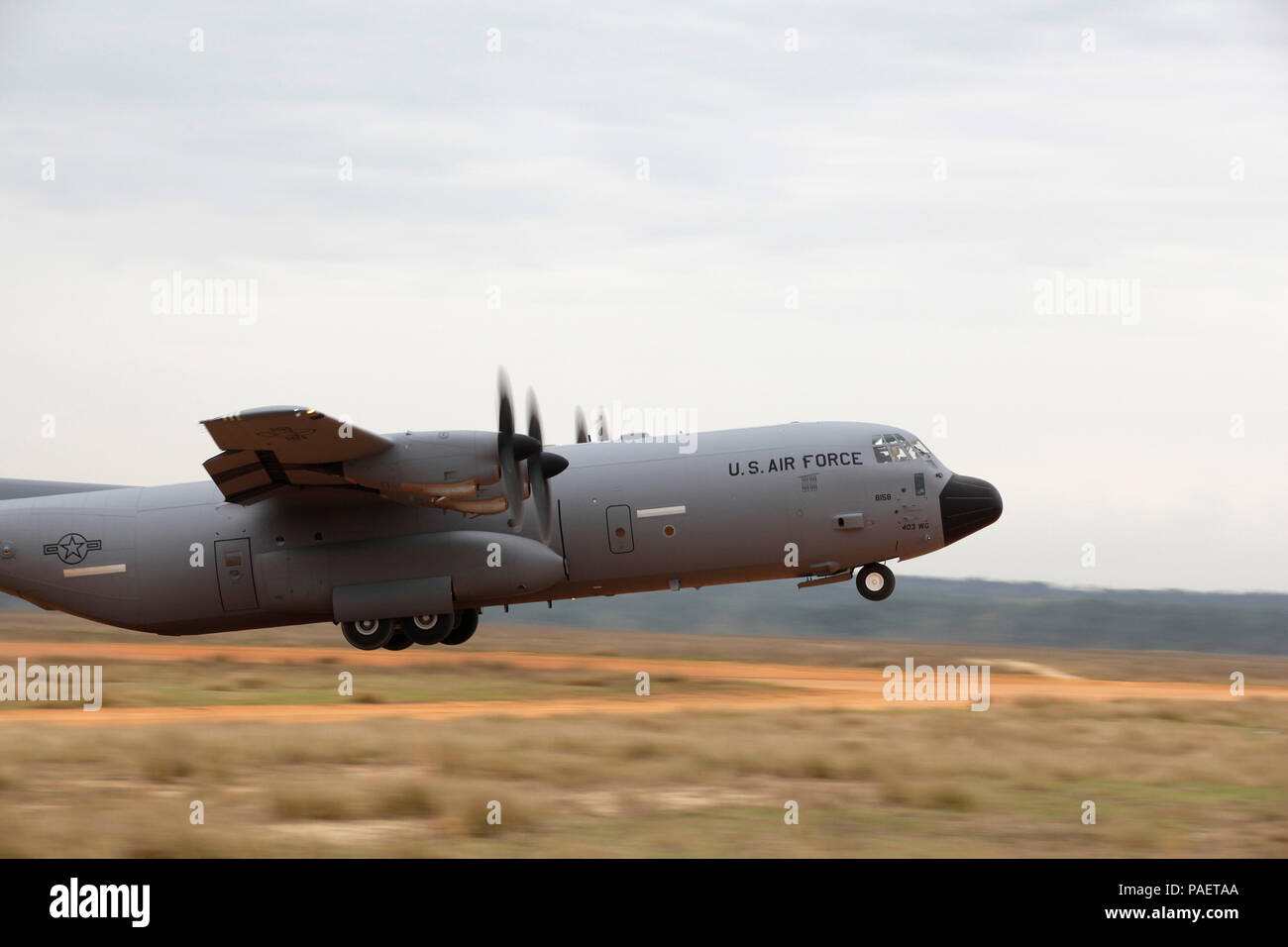 A C-130J Hercules Aircraft departs Sicily Drop Zone during the Saturday ...