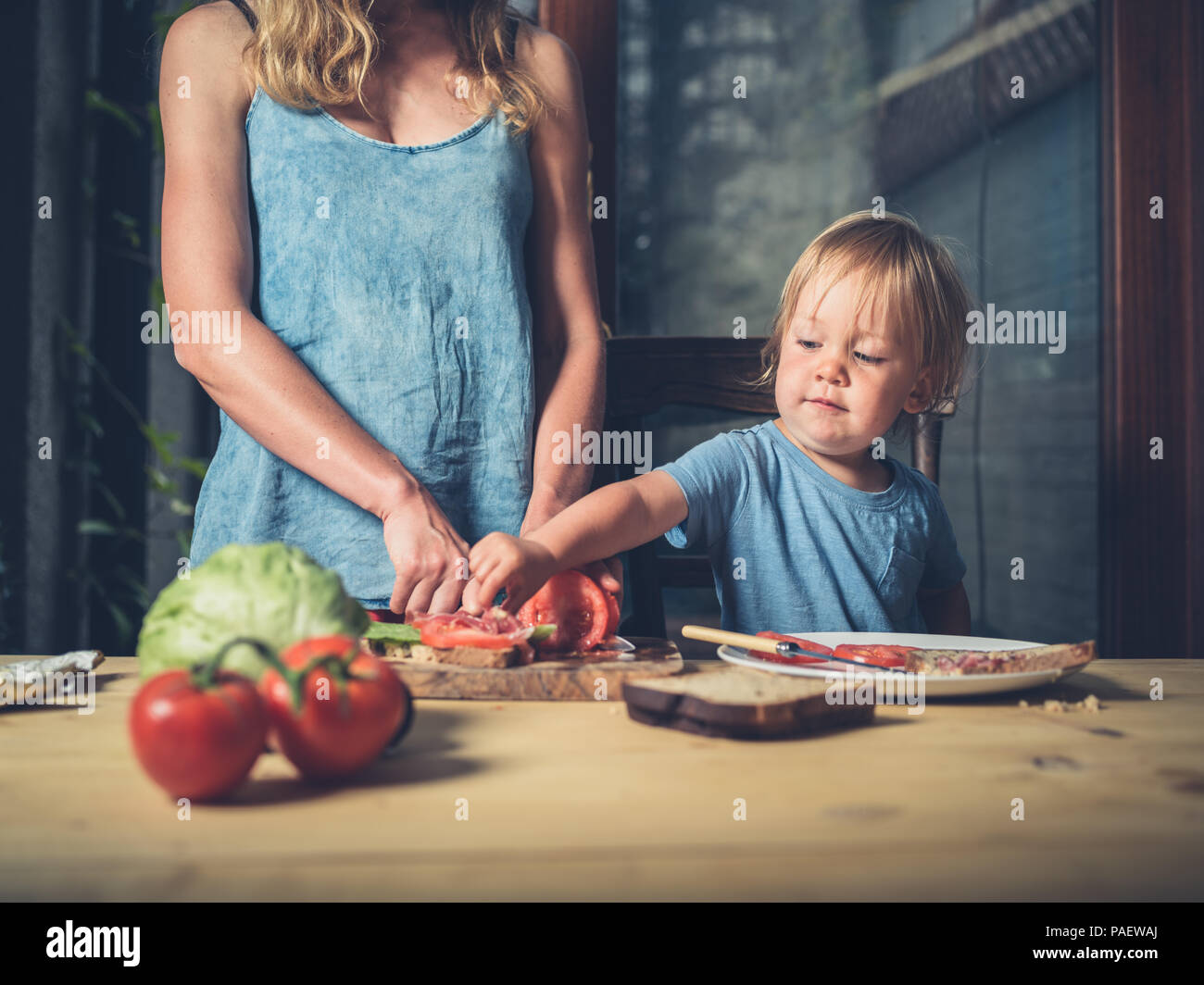 Child making a sandwich hi-res stock photography and images - Alamy