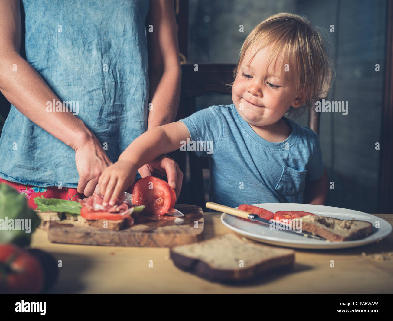 Child making a sandwich hi-res stock photography and images - Alamy