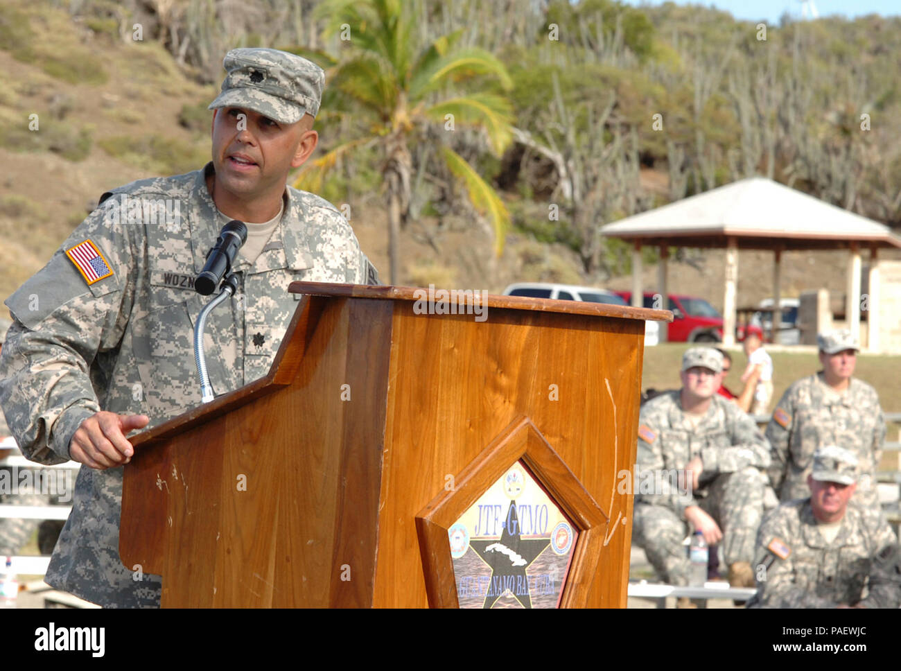 Lt. Col. William S. Wozniak addresses the command, family and friends ...