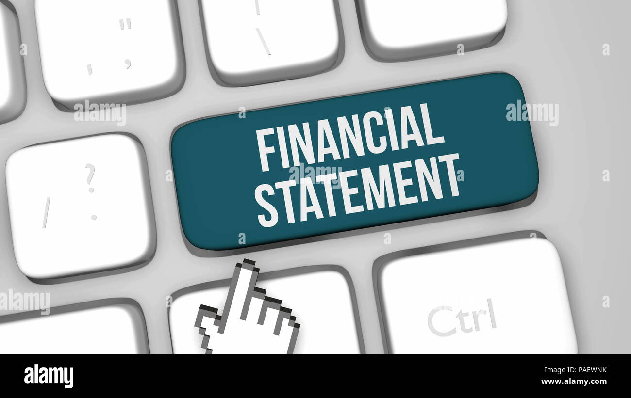 3D render illustration of Financial statement keyboard key Stock Photo ...