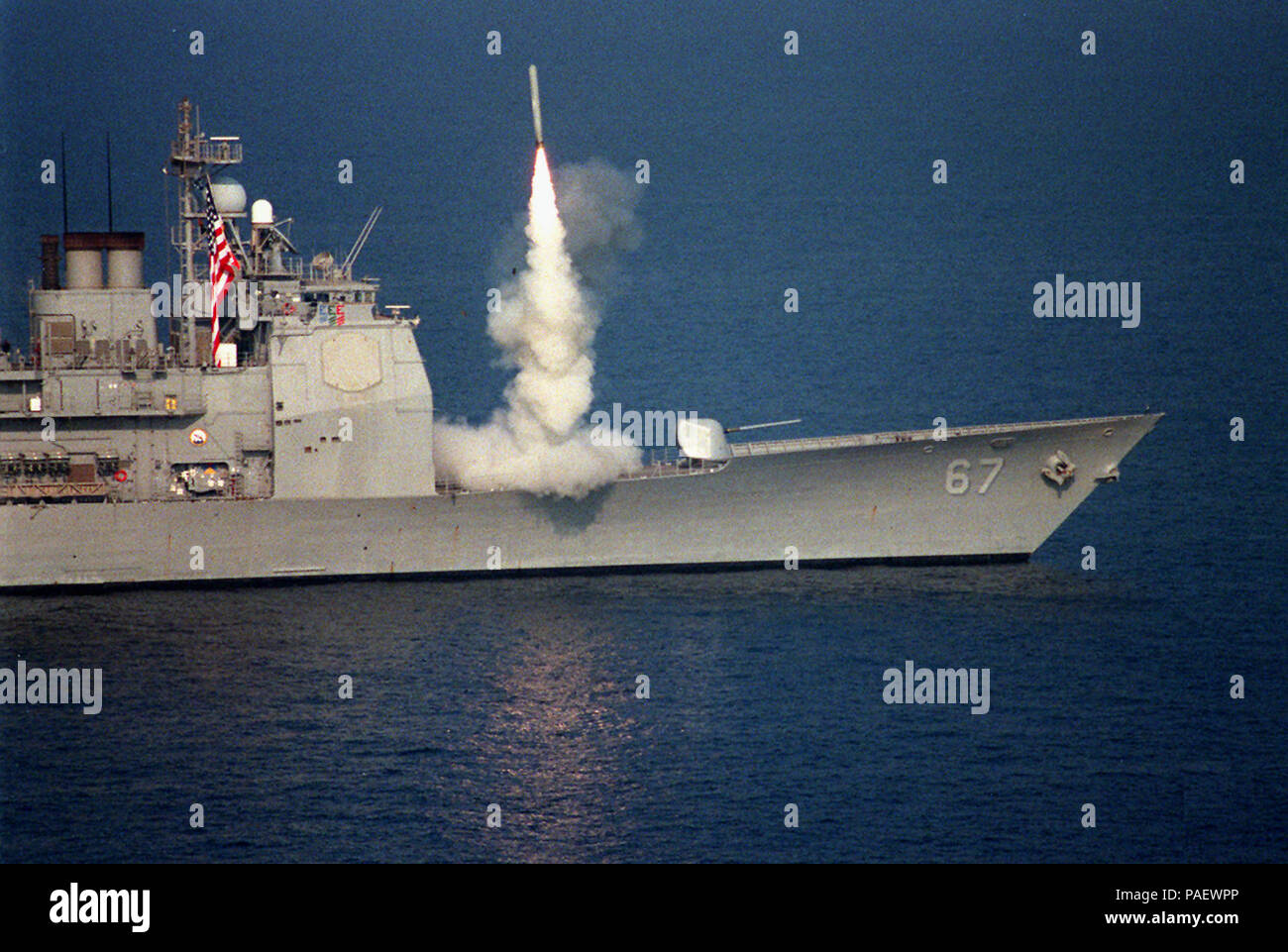 Arabian Gulf. . . .A first strike tomahawk missile is released from the ...