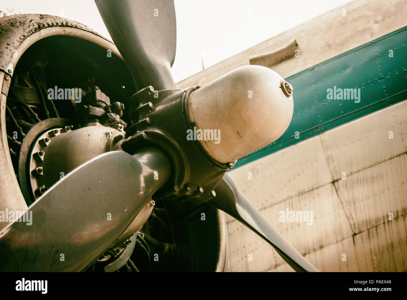 Background of a propeller of vintage metal plane Stock Photo - Alamy