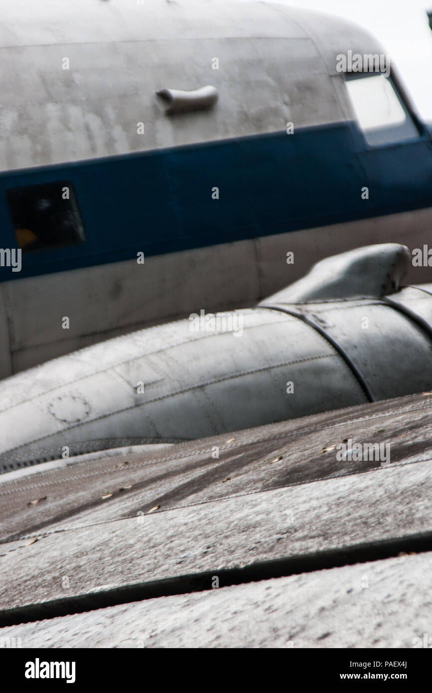 Wing, propeller and cabin of old metal plane Stock Photo - Alamy