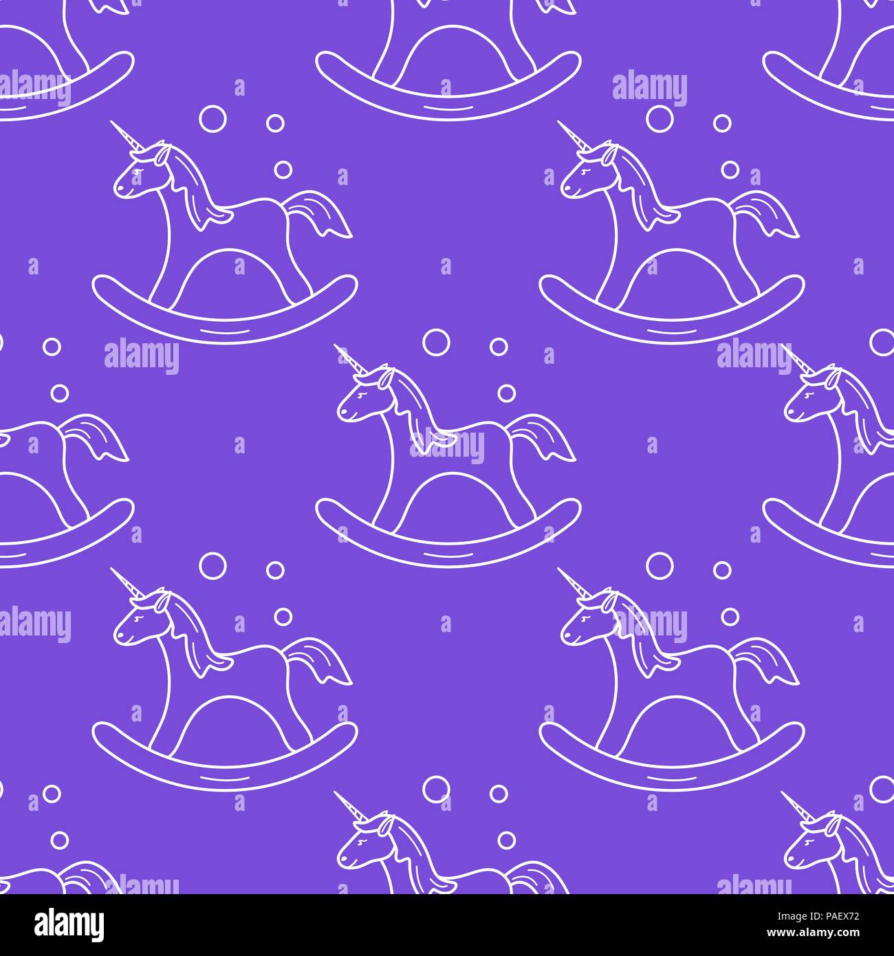 Pattern with rocking magic unicorn and bubbles. Design for children ...