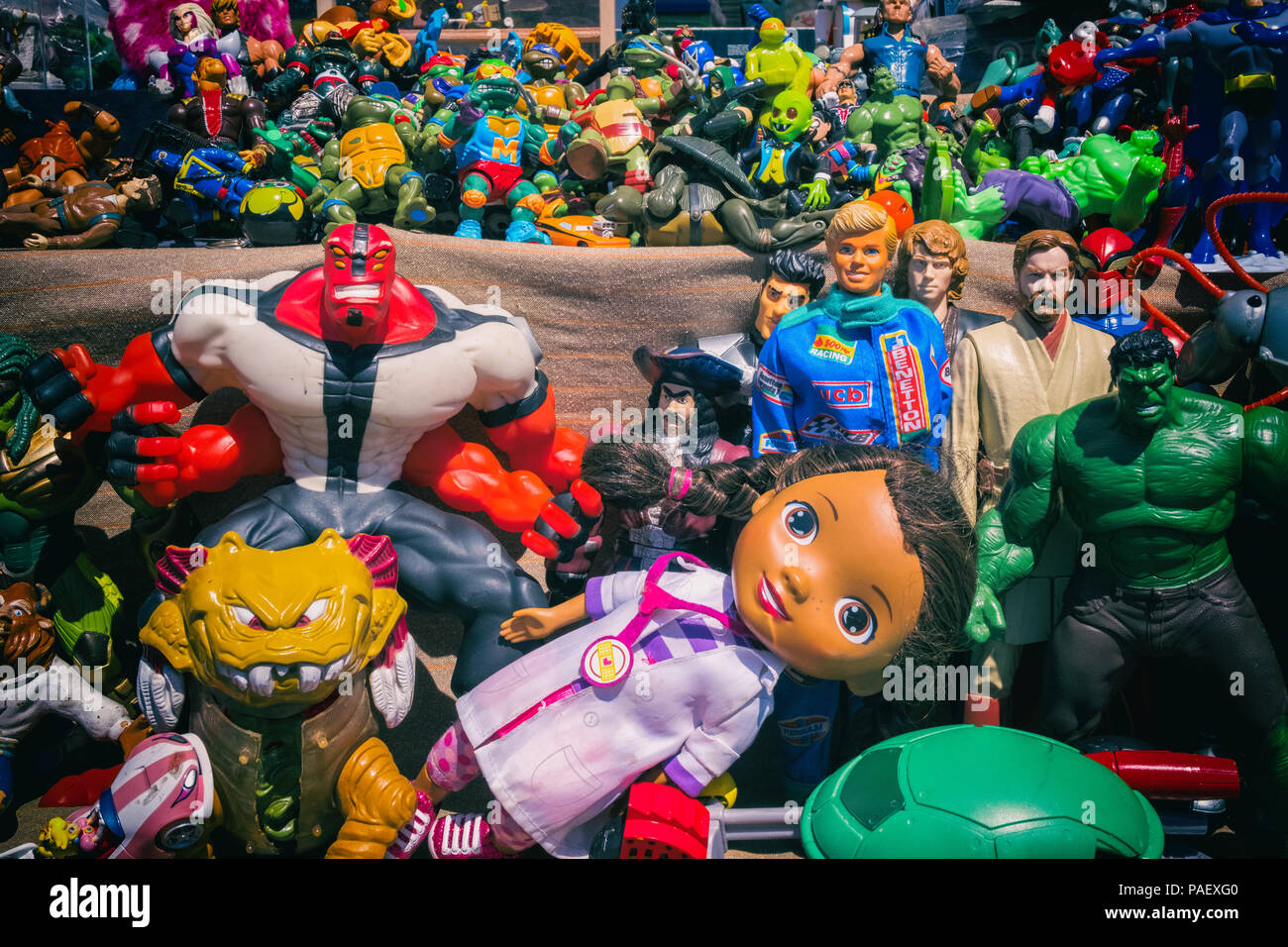 Action figure of cartoons and movie characters Stock Photo - Alamy