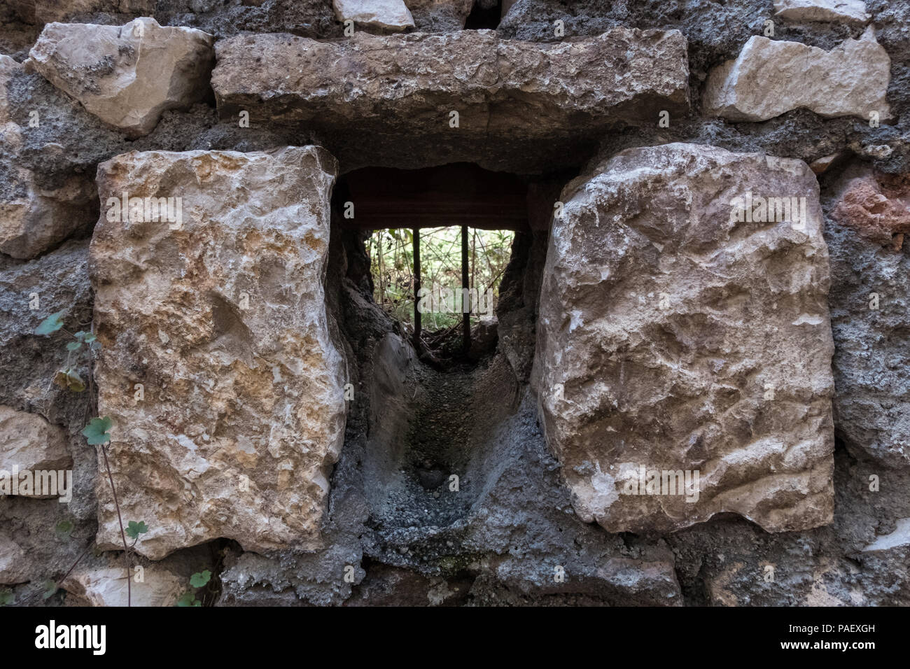 Window of an aged stone wall of a medieval town in Italy Stock Photo ...