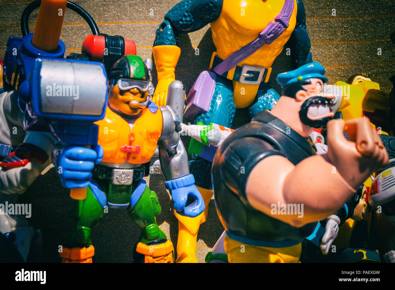 Background of cartoons and movie characters action figures Stock Photo ...