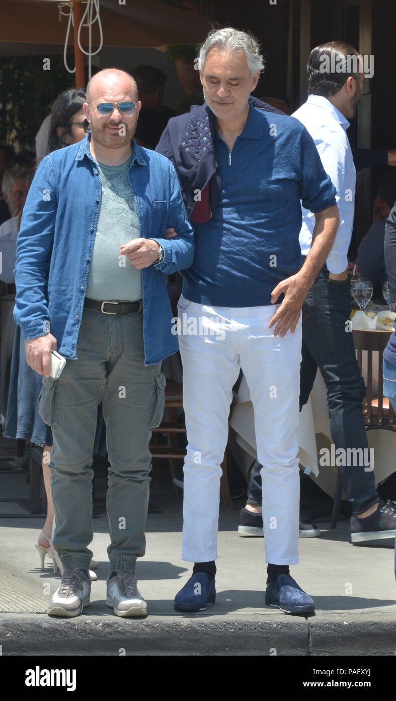Andrea Bocelli has lunch at Italian restaurant Il Pastaio in Beverly ...