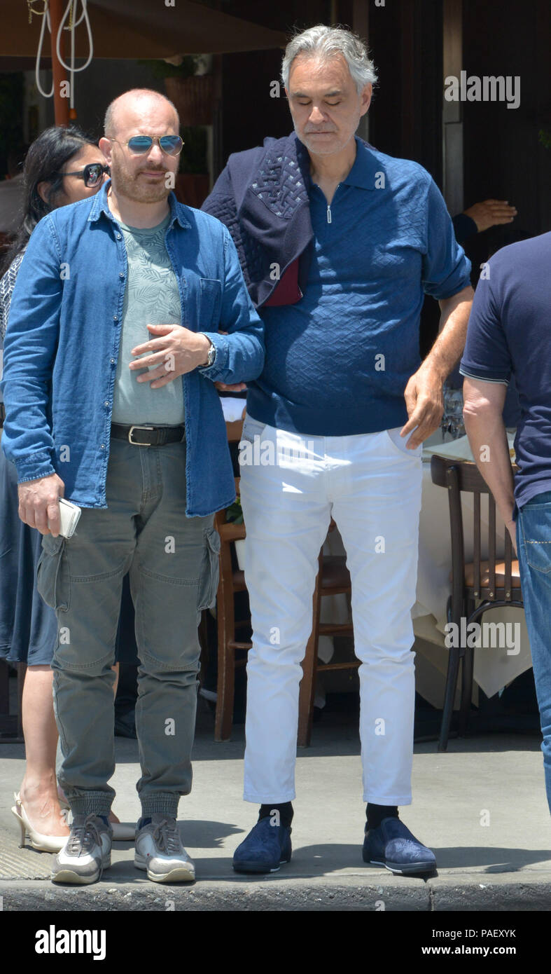 Andrea Bocelli has lunch at Italian restaurant Il Pastaio in Beverly ...