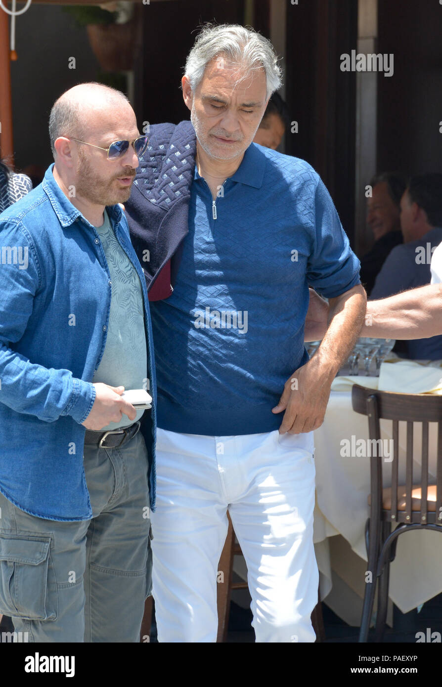 Andrea Bocelli has lunch at Italian restaurant Il Pastaio in Beverly ...