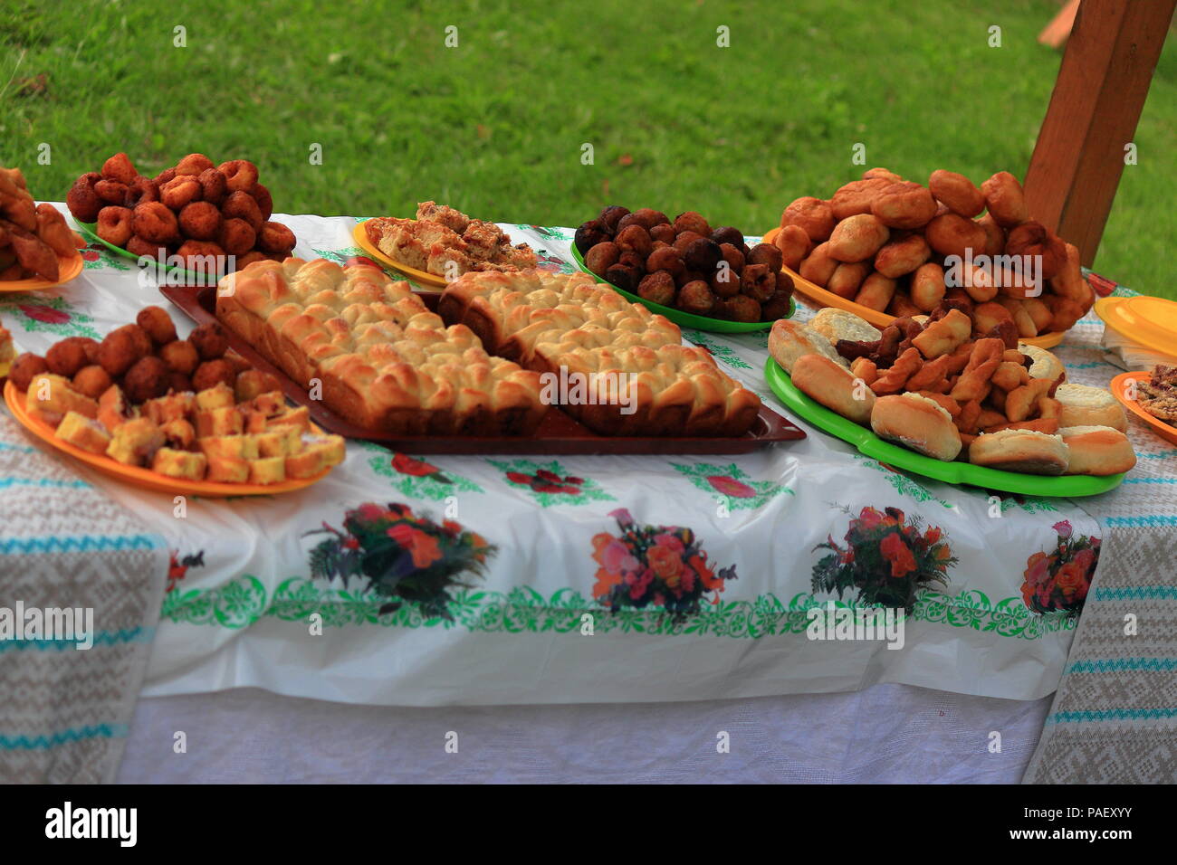 Celebration of the icon of Our Lady of Kazan. A joint meal at a covered ...