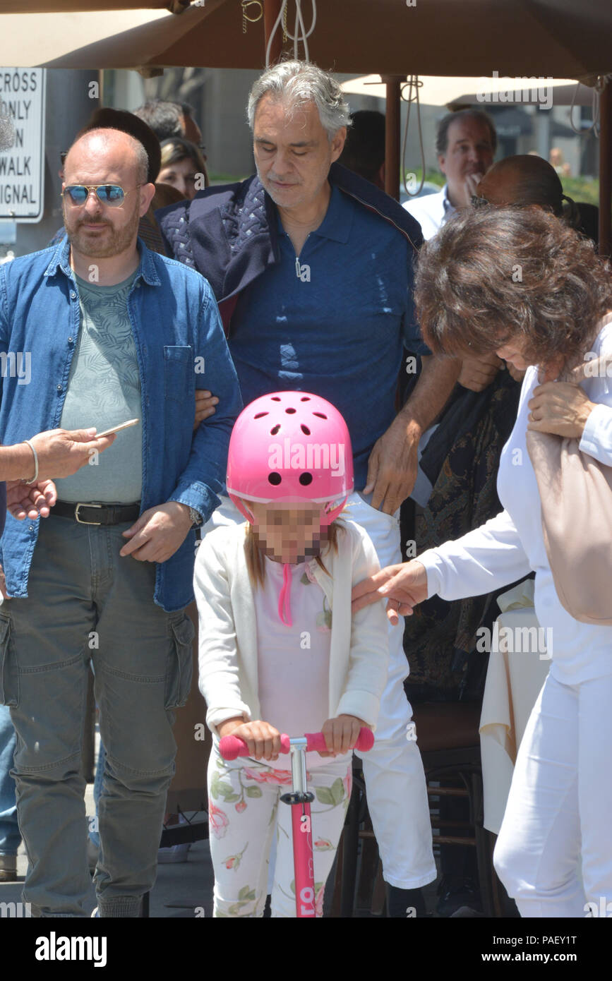 Andrea Bocelli has lunch at Italian restaurant Il Pastaio in Beverly ...