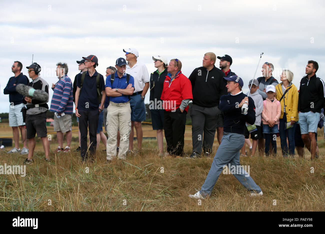 Republic of Ireland's Paul Dunne plays his 2nd shot from the rough on ...