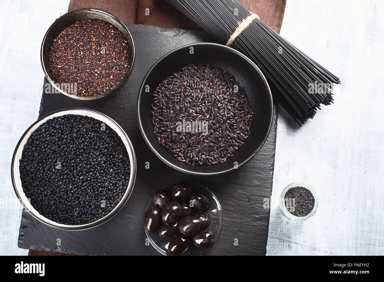 Black food. Dark cooking background Stock Photo - Alamy