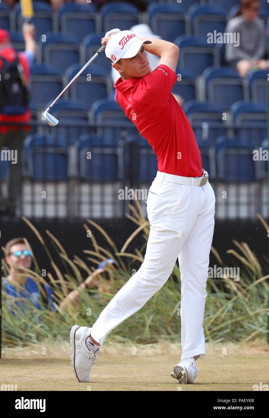 Scotland's Sam Locke tees off the 3rd during day four of The Open ...