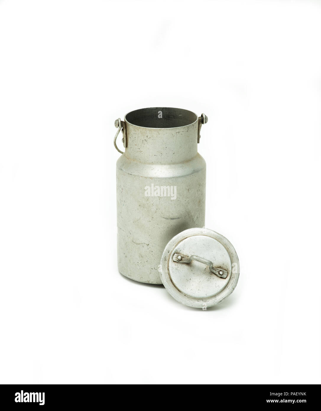 AluminAluminum milk bottle on white isolated backgroundum milk bottle ...