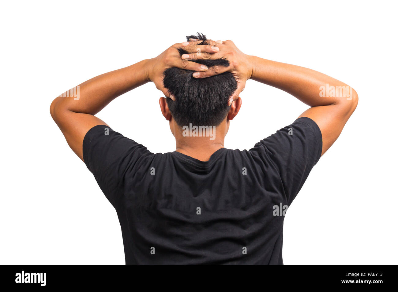 Back View of the Young Man Head. Isolated on the white background Stock ...