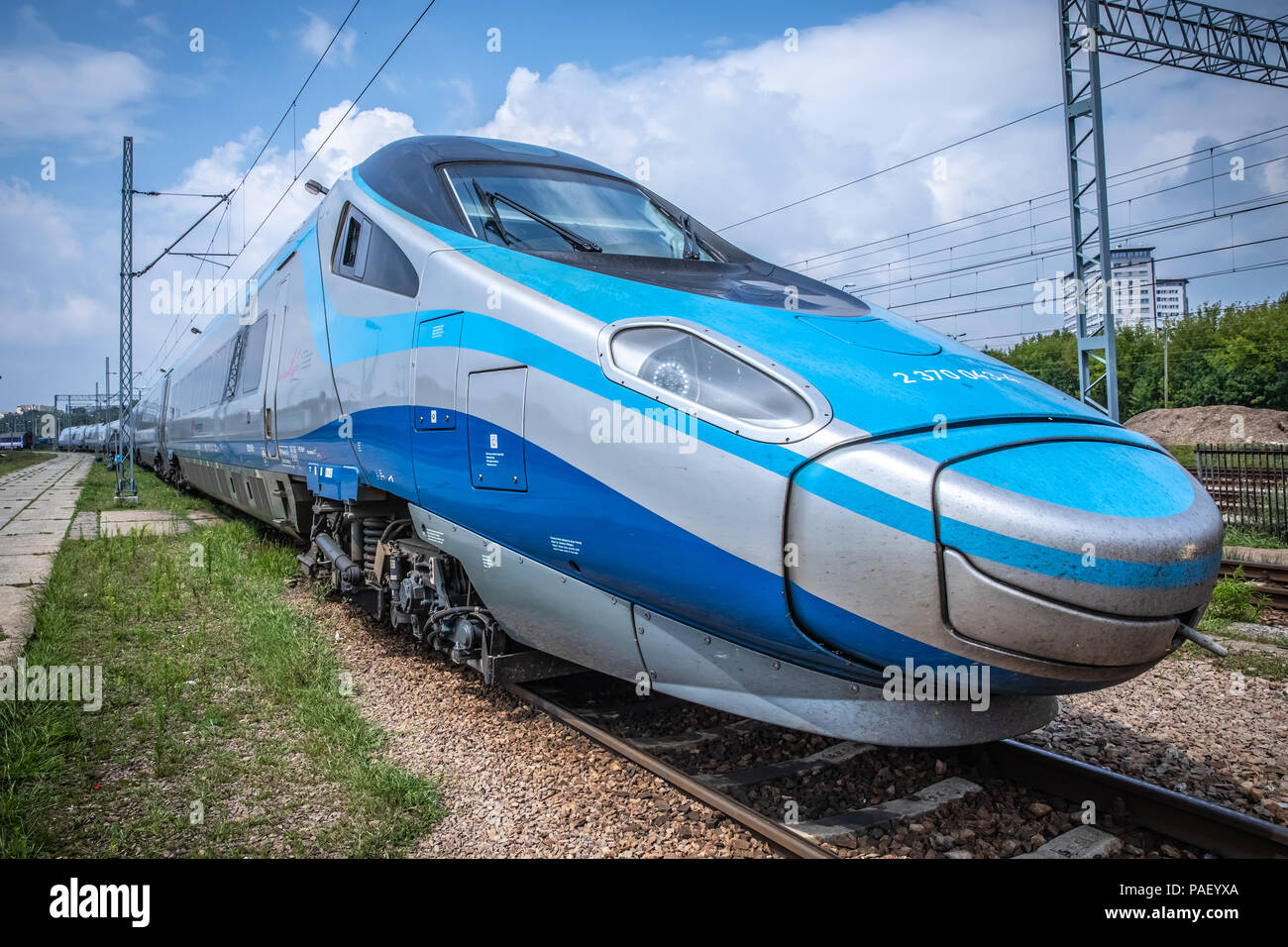 KRAKOW, POLAND - JULY 20, 2018; PKP Intercity High speed train ...