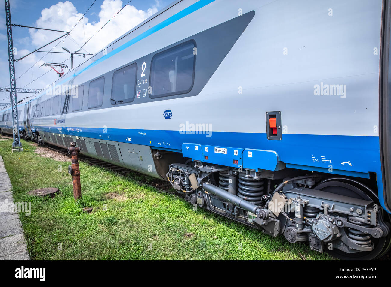 KRAKOW, POLAND - JULY 20, 2018; PKP Intercity High speed train ...