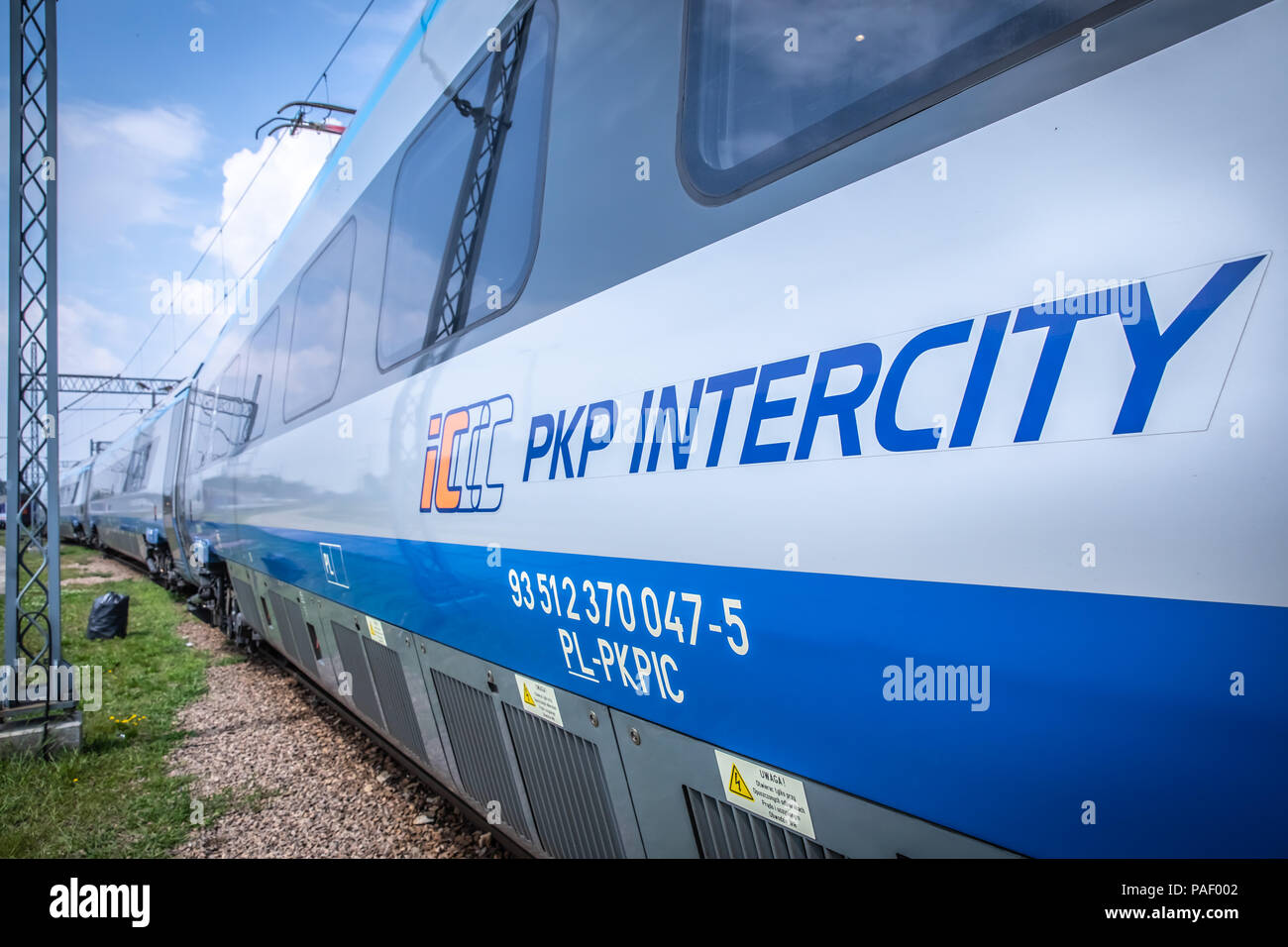 KRAKOW, POLAND - JULY 20, 2018; PKP Intercity High speed train ...