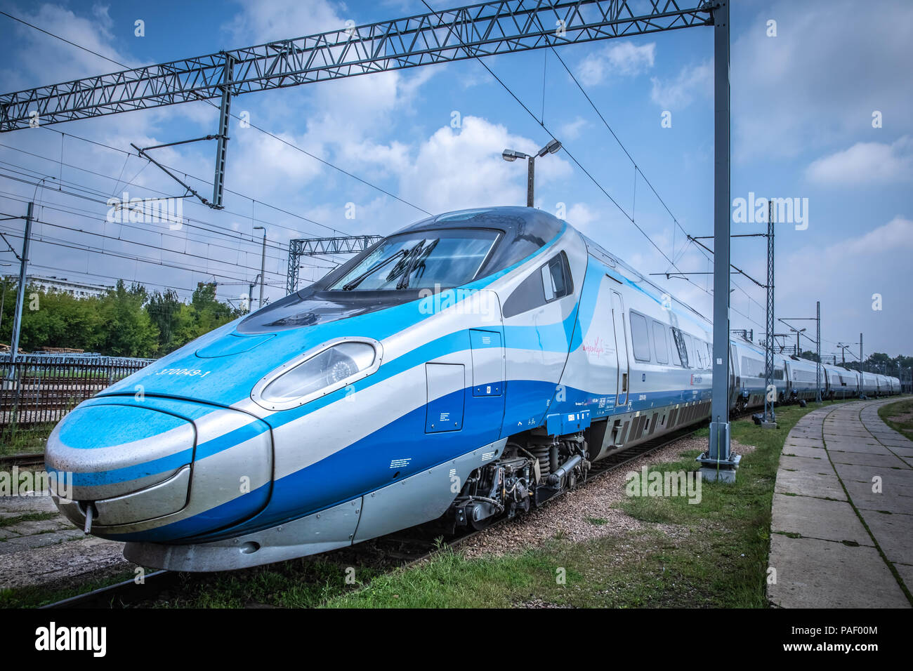 KRAKOW, POLAND - JULY 20, 2018; PKP Intercity High speed train ...