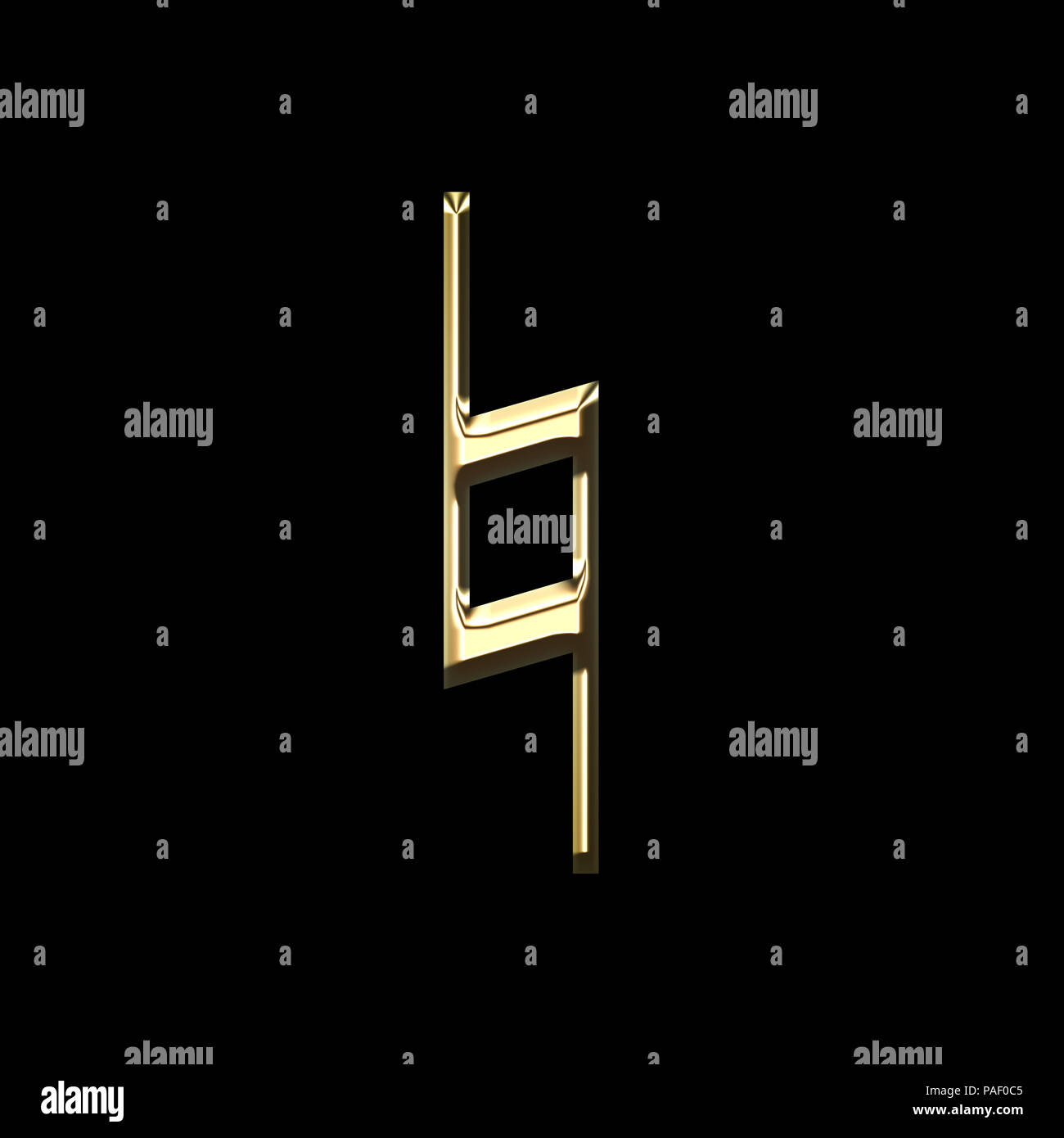 golden music natural sign - musical symbol illustration on black ...