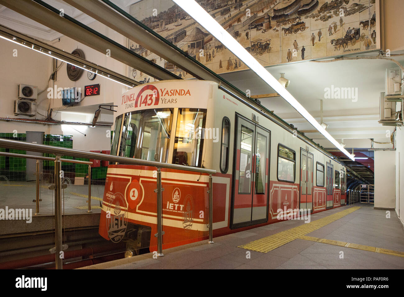ISTANBUL, TURKEY - MARCH 1, 2018: Underground funicular line that ...