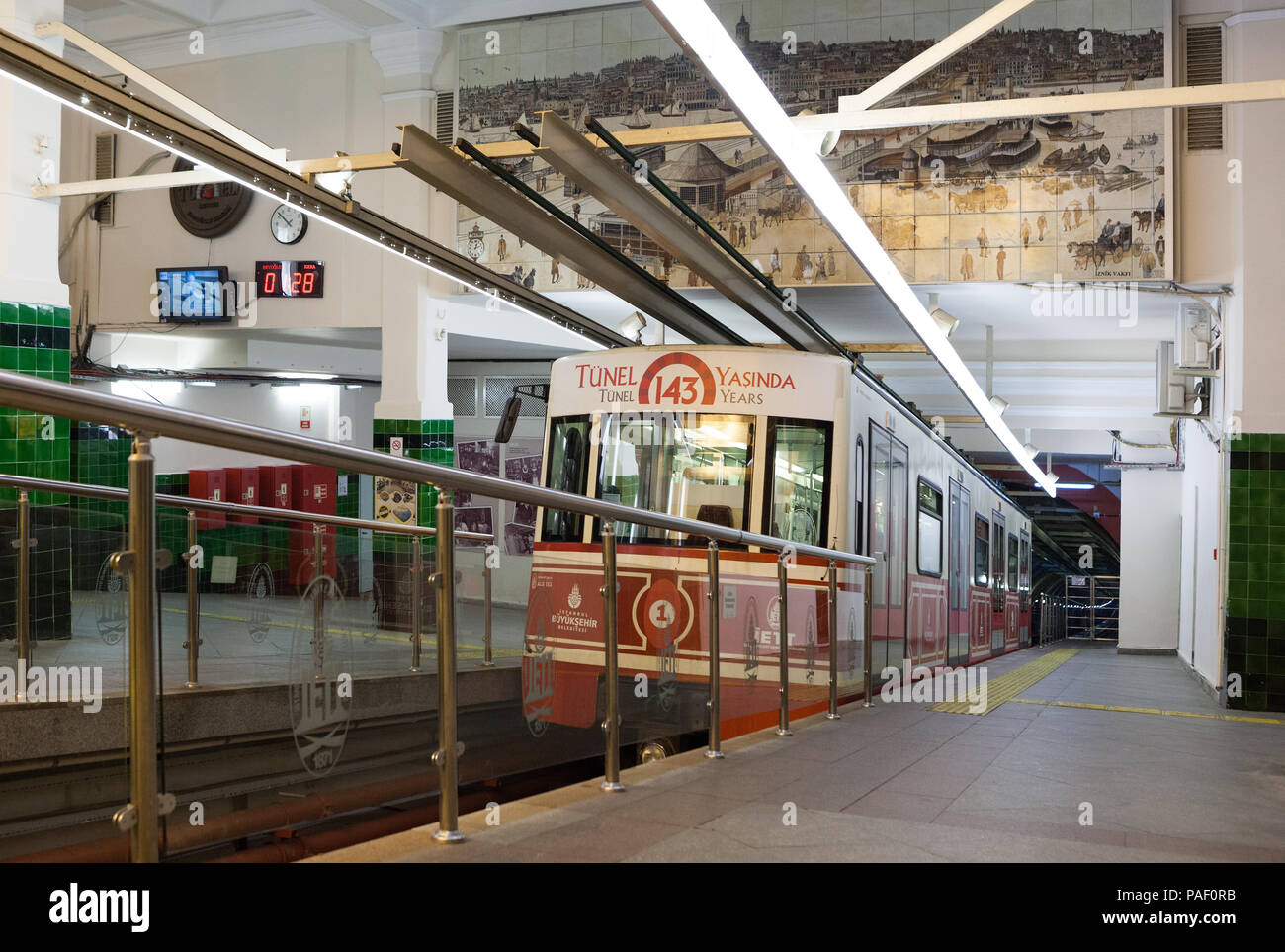 ISTANBUL, TURKEY - MARCH 1, 2018: Underground funicular line that ...