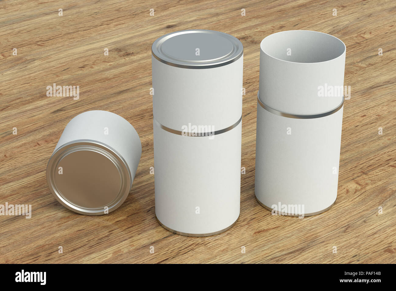 Blank opened and closed white tube container packaging on wooden ...
