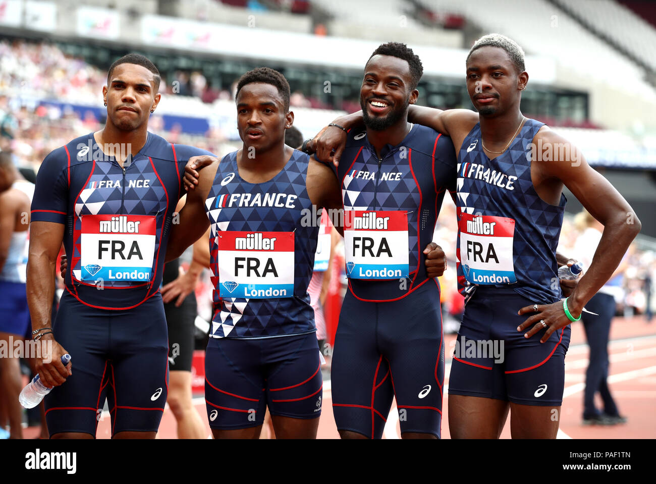 The French 4x100m relay team pose for a photo during day two of the ...