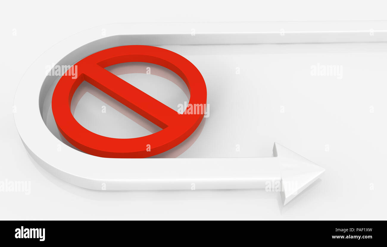 Arrow symbol off limits restriction bend around, 3d illustration ...