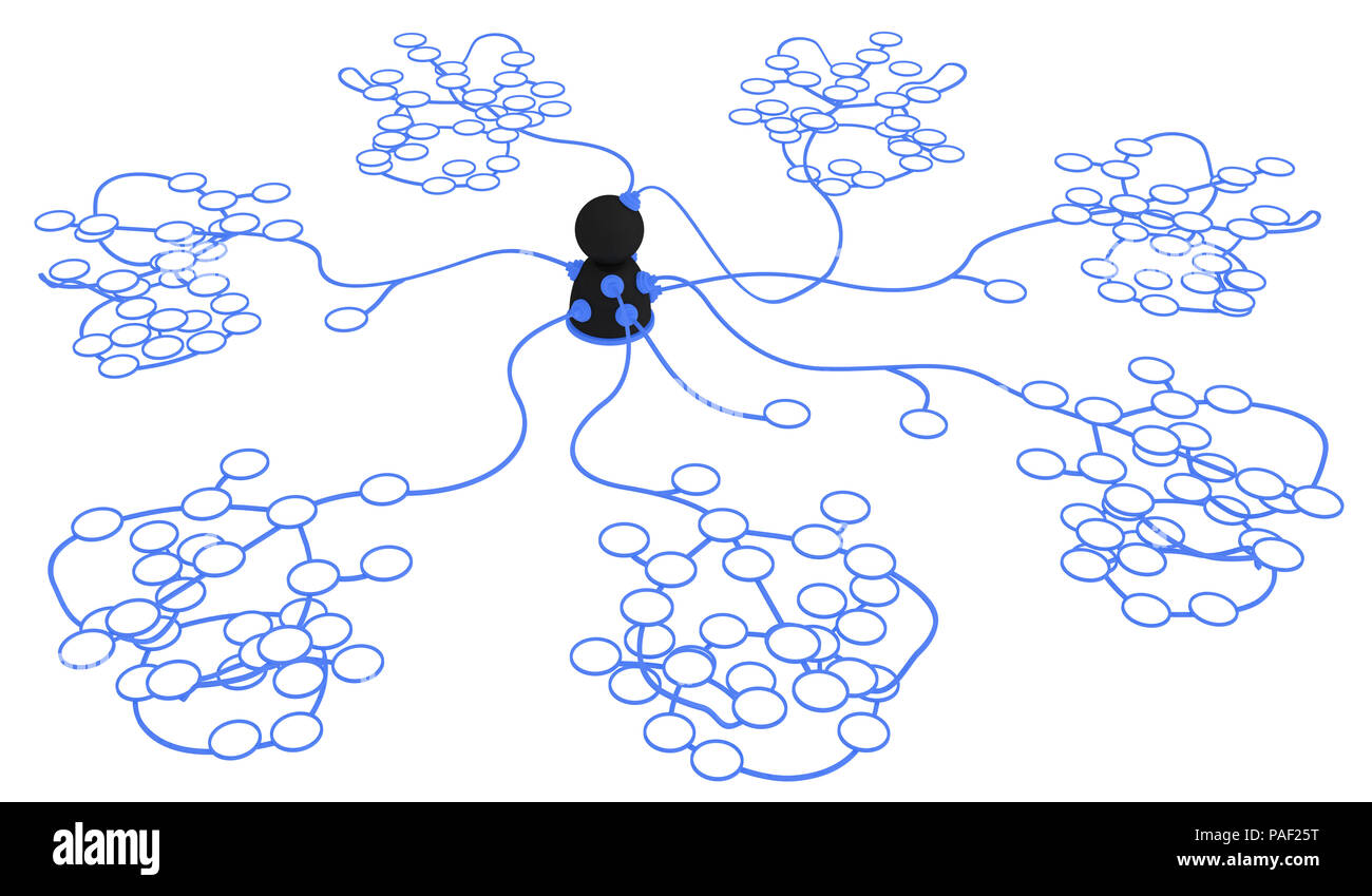 Circles linked by lines connection system, influencing hub, over white ...